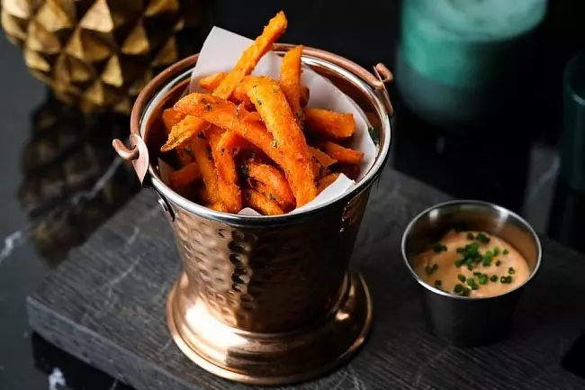 Sweet potato fries with spicy Japanese togarashi sauce photo # 1