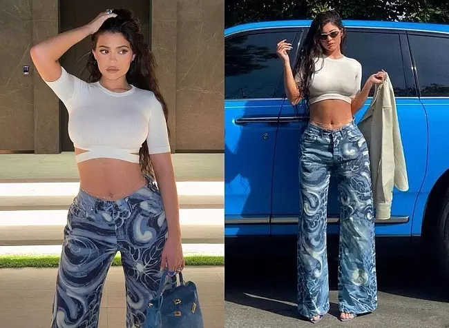 Kylie Jenner dalam jeans Gucci dari koleksi pria Gucci musim semi-musim panas 2001 foto # 3