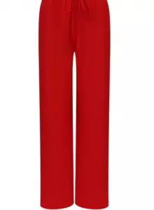 Pantalón de seda rojo con pierna ancha foto # 7