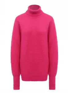 Pull col roulé en laine teinte fuchsia photo n°7