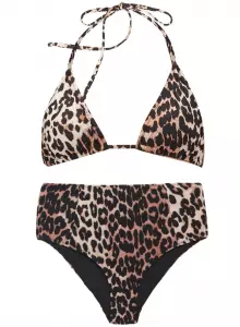 Duha ka piraso nga swimsuit nga adunay leopard print nga litrato # 1