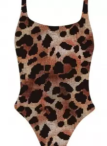 Usa ka piraso nga swimsuit nga adunay leopard print nga litrato # 2