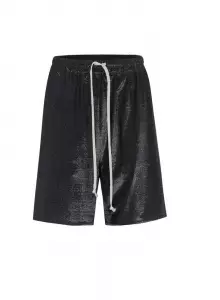 Schwarze lockere Shorts mit Metallic-Effekt Lilien Foto #3