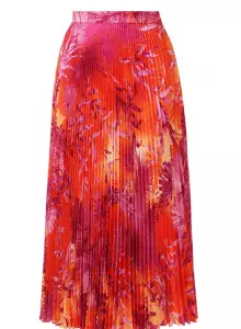 Pleated midi skirt na may tropikal na print na larawan No. 12