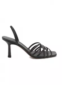 Black leather sandals with thin straps photo No. 14